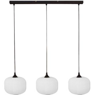 Vente-Unique Vente-unique - Suspension en m&eacute;tal et verre 3 abat-jours - l. 99 x h. 128 cm - Noir et blanc - glenora