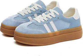 Generic ZBDP Baskets pour femme Chaussures dentra&icirc;nement d&eacute;contract&eacute;es &agrave; bout rond et semelle plate, bleu, 39.5 EU