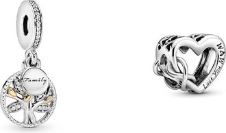 Pandora Moments Familienbaum Silber 791728CZ Love You Mum Unendlichkeits-Herz Charm Sterling-Silber 9,4 x 11,4 x 12,6 mm (T/H/B)