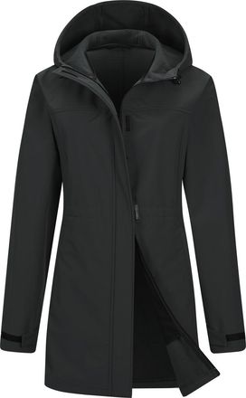 Baleaf Damen Softshelljacke Lange Wasserabweisend Softshellmantel Wasserabweisend Winterjacke Windjacke Fleece gef&uuml;tterte Regenjacke Schwarz XXL