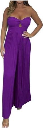 Generic Combinaison sans manches et sans bretelles avec coupe ajustée et enveloppement de poitrine pour femme enceinte, lilas, S