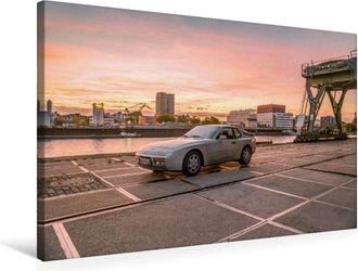 Calvendo Premium Textil-Leinwand 75 x 50 cm Quer-Format Porsche 944 S2 bei Sonnenuntergang im Hafen | Wandbild, HD-Bild auf Keilrahmen, Fertigbild auf hochwert