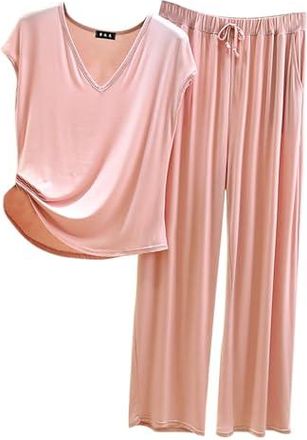 Generic Pyjama Femme Soie Satin Short Pyjama No&euml;l Femme Ensemble pour Femmes 2 Ensembles Assortis Haut &agrave; Manches Courtes Et Pantalons avec Poches Monstre Et C