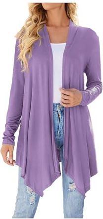 Generic 2026 Cardigan Femme Long, Gilet Femme Manche Longues Ouvert sur Le Devant Couleur Unie Manteau Chic et &Eacute;l&eacute;gant de Mode Ample Drap&eacute; Cardigans Coupe Cin