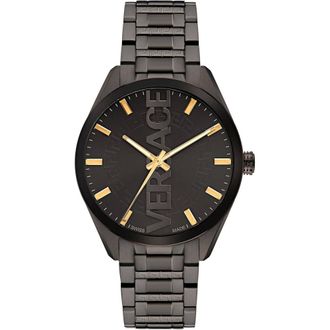 Versace Homme, Accessoires, Noir, Taille: ONE Size V-Vertical Montre Acier Noir