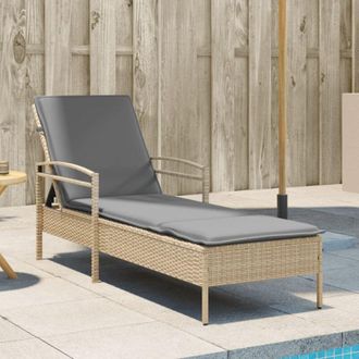 vidaXL Sonnenliege mit Auflage Beige 63x200x81 cm Poly Rattan - Vidaxl