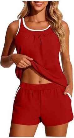 Generic Maillot de bain tankini 2 pi&egrave;ces pour femme, ensemble de maillots de bain 2 pi&egrave;ces conservateur, maillot de bain athl&eacute;tique, contr&ocirc;le du ventre, d&eacute;bar