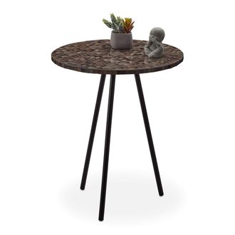Relaxdays Beistelltisch Mosaik, runder Ziertisch, handgefertigtes Unikat, 3 Beine, Mosaiktisch, HxD: 50 x 41 cm, braun
