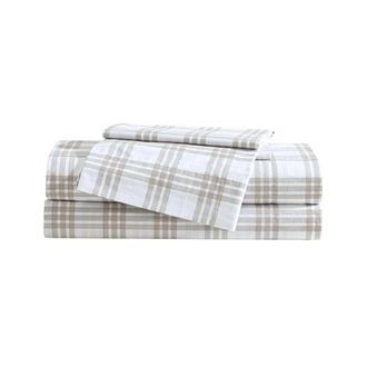 Eddie Bauer Queen-Bettw&auml;sche-Set, Baumwoll-Perkal-Bettw&auml;sche-Set, super weich und gem&uuml;tlich, Heimdekoration, &Ouml;ko-Tex-Zertifiziert (Basic Plaid Beige, Queen)
