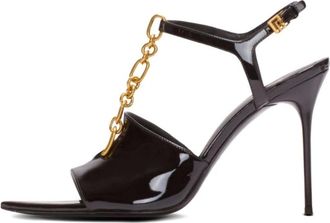 Balmain Femme, Chaussures, Noir, Taille: 36 EU Sandales Sync en cuir verni