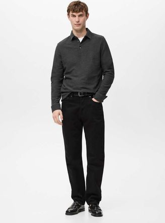 Mango Pull-over polo maille structure gris chin&eacute; fonc&eacute; - Homme - XS - MANGO MAN