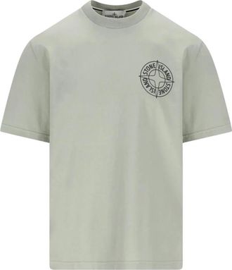 Stone Island Homme, Tops, Vert, Taille: S Logo Print T-shirt