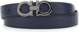 Ferragamo Homme, Accessoires, Bleu, Taille: 85 CM New Gancio Belt