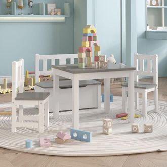 vidaXL Vidaxl - Ensemble de table et chaises pour enfants 4 pièces dans la chambre denfants de jeu en bois Couleur : Blanc et gris