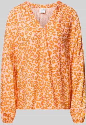 Emily van den Bergh Damenbluse im Allover-Look mit V-Ausschnitt