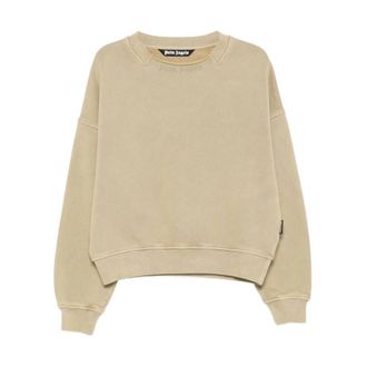 Palm Angels Curved Logo Loose Collar Crew - - Sweatshirts & Hoodies - Herren - Beige - S