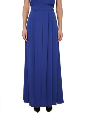 Max Mara Silk Wide-Leg Tuxedo Trousers - Blue