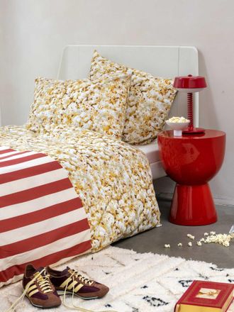 Snurk Movie Night Bettwäsche Set, Popcorn Bettwäsche, 135 x 200 cm, inkl. 1 Kissenbezug 80 x 80 cm, aus 100% Bio-Baumwolle