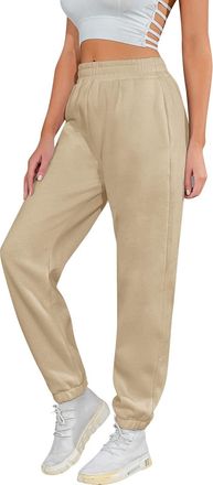 Heekpek Jogginghose Damen Baumwolle W&auml;rme Sporthose Damen Lang Sweatpants L&auml;ssige Lose Dick Freizeithose Damen Warme Hose f&uuml;r Winter, Khaki, XL