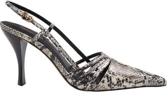 Michael Kors Hohe Schuhe - Haisley Python-Color Leather Slingback - Gr. 7_5 - in Grau - f&uuml;r Damen