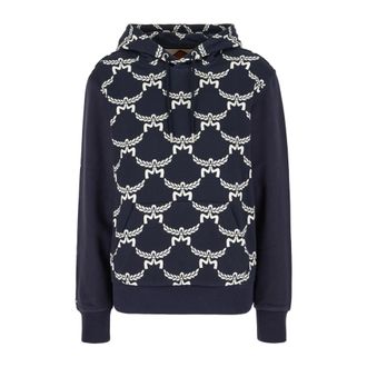 MCM Bedruckter Baumwoll-Hoodie - - Sweatshirts & Hoodies - Damen - Blau - XL