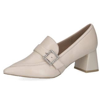 Caprice Damen Pumps aus Leder mit Glitzerschnalle, Cremefarben (Cream Perlato), 38.5 EU
