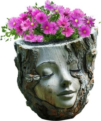 Generic Blumentopf für Gesicht | Blumenkasten mit Frauengesicht - niedliche Vase aus Kunstharz, Deko, Büro, Garten, für Innen und Außen, Balkon, Terrasse