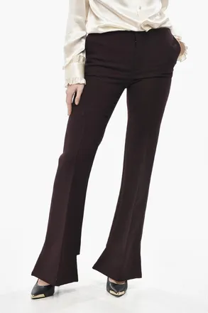 Chlo&eacute; Bootcut-Hose aus Schurwolle mit vorderen Bundfalten Chloe