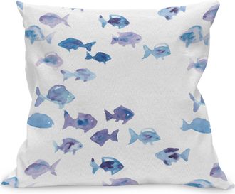 Abakuhaus Tier Kissenbezug, Niedliche kleine Fische Watercolors Ozean-Unterwasserleben-Marinethema-Grafik, Kissenhülle mit Reißverschluss Beidseitiger Druck, 60