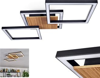 HOFSTEIN LED Deckenleuchte Bealo, Deckenlampe aus Metall/Kunststoff in Schwarz/Holzoptik/Weiß, 24 Watt, 2890 Lumen, 3000 Kelvin, moderne Leuchte für Schlafzimm