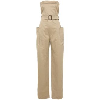 Saint Laurent Tr&auml;gerloser Jumpsuit mit G&uuml;rtel - - Jumpsuits & Playsuits - Damen - Beige - XS