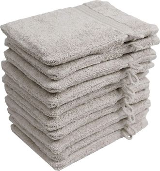 Top Fuel Fashion 10er Pack Waschlappen Elegance 58043 Waschhandschuh 16x21 cm Frottier Baumwolle Silber (grau)