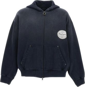 Wooyoungmi Wooyoungmi, Homme, Sweatshirts et sweats &agrave; capuche, Bleu, Taille: M Paris Zip Sweat &agrave; capuche