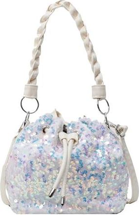 Generic Garhomtur Sac à bandoulière à paillettes pour femme avec cordon de serrage étincelant Sac fourre-tout à bandoulière amovible Sac à main en bord de mer