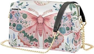 Mnsruu Sacs à bandoulière pour femme, sac à main en cuir avec motif papillon, champignon et fleur