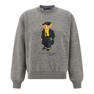 Polo Ralph Lauren Femme, Sweatshirts et sweats &agrave; capuche, Gris, Taille: 42 FR Polo Bear Cotton-Blend Fleece SweaT-shirt