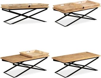 vidaXL Vidaxl - Couchtisch Mangoholz Massiv 110 x 55 x 42 cm - Industrieller Couchtisch - Mangoholz Couchtisch - Wohnzimmertisch - Couchtisch Mit