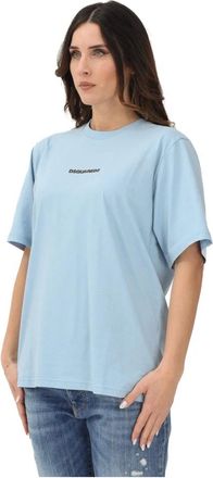 Dsquared2 Femme, Tops, Bleu, Taille: 38 FR Logo Short Sleeve T-shirt