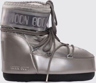 Moon Boot Niedrige Icon Schnee-Stiefel aus laminiertem Nylon in Silber und Gold