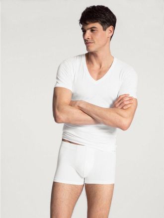 CALIDA V-Shirt Evolution mit tiefem V-Ausschnitt, Interlock-Qualit&auml;t, Kurzarm, elastisch