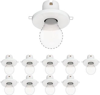 LEDs Com 10 Stück Deckeneinbauleuchte TELA, Porzellan, weiß glänzend, rund, 99mm Ø, 1x E27 max. 60W