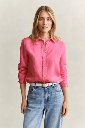GANT Damen Regular Fit Leinen Bluse (46) BRIGHT FUSCHIA