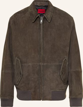 HUGO BOSS Hugo Lederblouson Lemai grau
