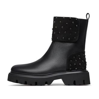 Loriblu Femme, Chaussures, Noir, Taille: 40 EU Bottines combat en cuir nappa ornées de cristaux