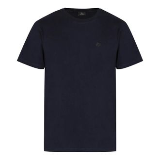 Etro Geripptes Kragen Baumwoll-T-Shirt mit Rundhalsausschnitt - - Tops - Herren - Blau - M