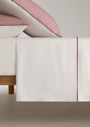 Mango Drap plat percale de coton couleur r&eacute;versible Lit 150/160 cm rose - Home - Lit 150/160 cm - MANGO HOME
