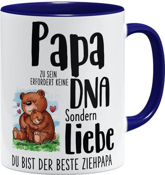 OM3 Papa DNA Ziehpapa Tasse - Keramik Becher - 11oz 325ml - Beidseitig Bedruckt - Dunkelblau
