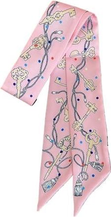 Generic Ruban d&eacute;charpe en soie florale europ&eacute;enne, accessoire d&eacute;coratif pour poign&eacute;e de sac pour femme, rose, 90X5CM