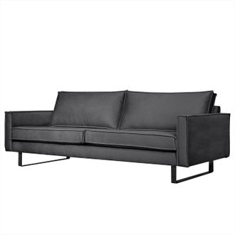 ars manufacti home24 3-Sitzer Sofa Liel Grau/Anthrazit Samt Onoli 222 x 84 x 94cm Industrial