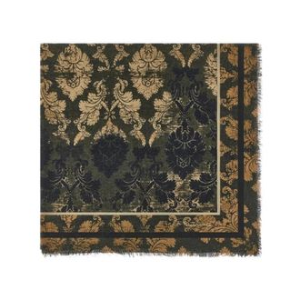 Roberto Cavalli Homme, Accessoires, Vert, Taille: ONE Size Brocade Print Cashmere Blend Shawl